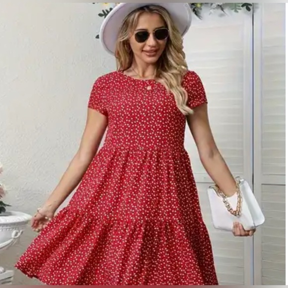 Dresses | Womens Red Heart Patterned Ruffled Dress | Poshmark